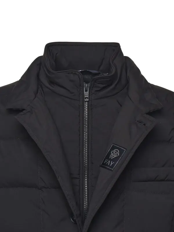 FAY Quilted Zip-closure Jacket With Stand Collar - Black
