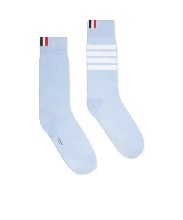 Thom Browne Four-bar Striped Crew Socks - Blue