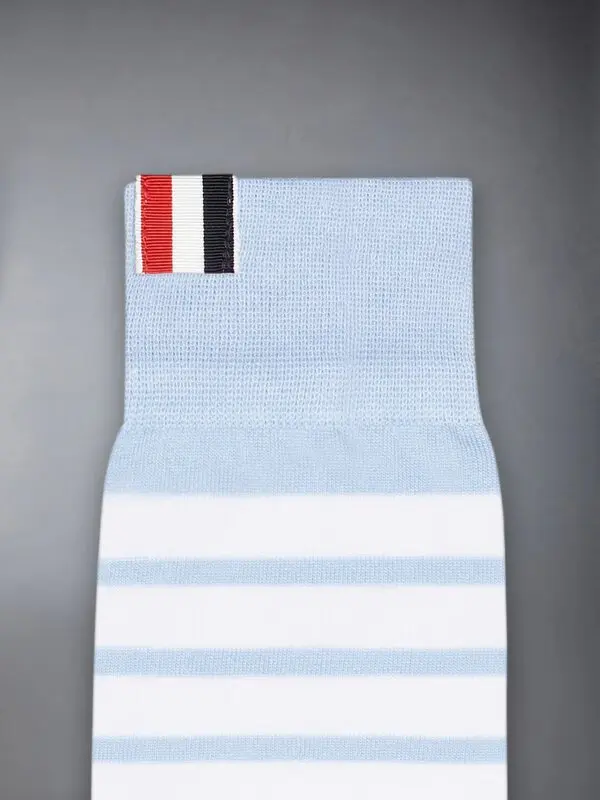 Thom Browne Four-bar Striped Crew Socks - Blue