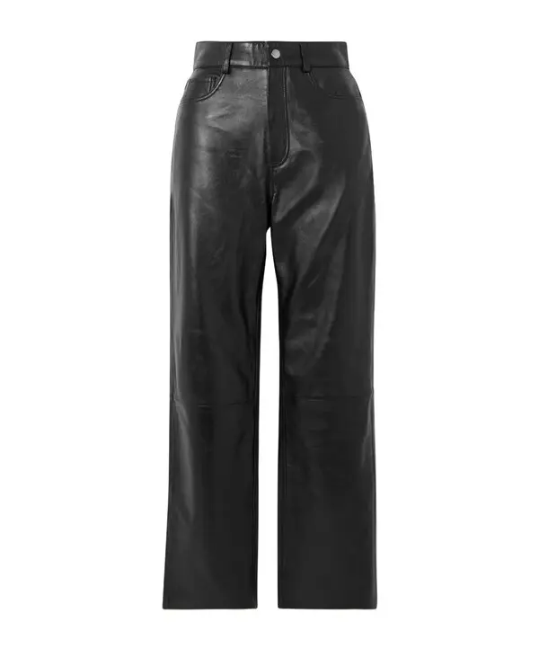 Nour Hammour Billy Paneled Leather Straight Leg Pants
