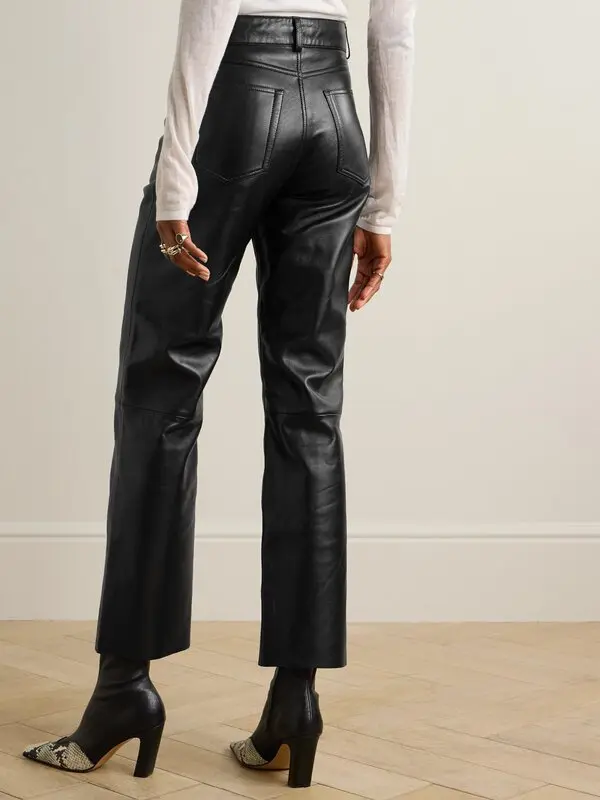 Nour Hammour Billy Paneled Leather Straight Leg Pants