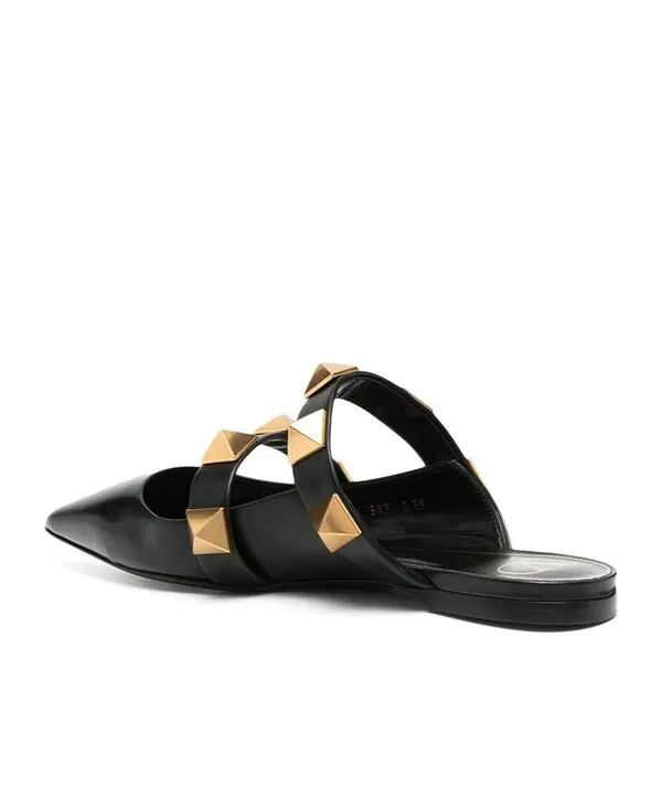 Valentino Garavani Roman Stud Pointed Toe Flat Mules