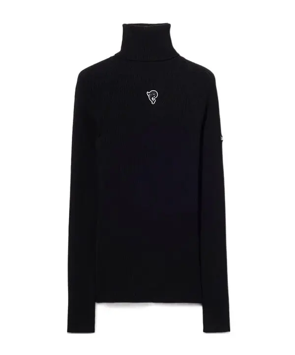 Emilio Pucci Long Sleeve Ribbed Knit High Neck Sweater - Black