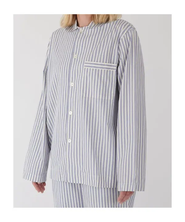 TEKLA Striped Pajama Shirt - White