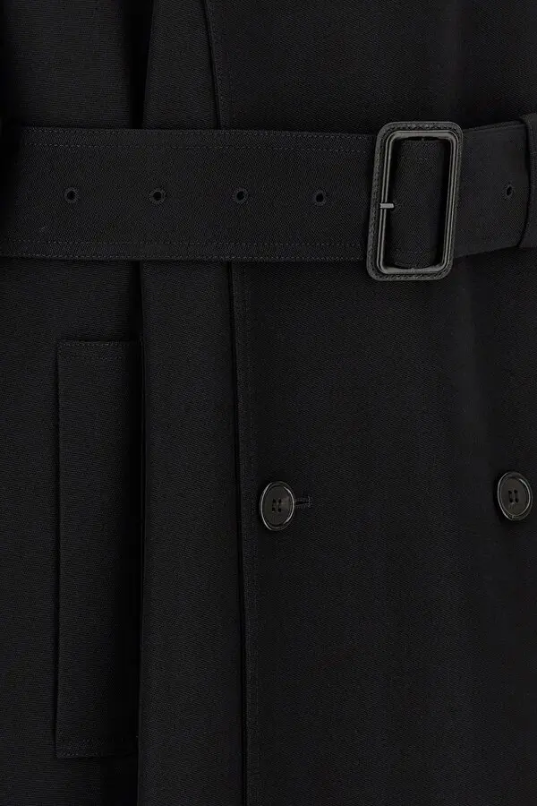 Saint Laurent Double-breasted Belted Long Coat