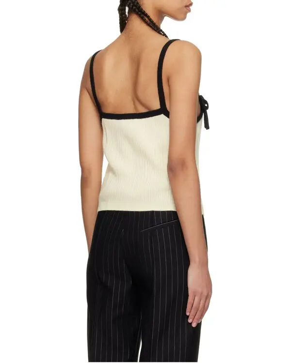 GANNI Cashmere Mix Cable Knit Top With Knot Detailing