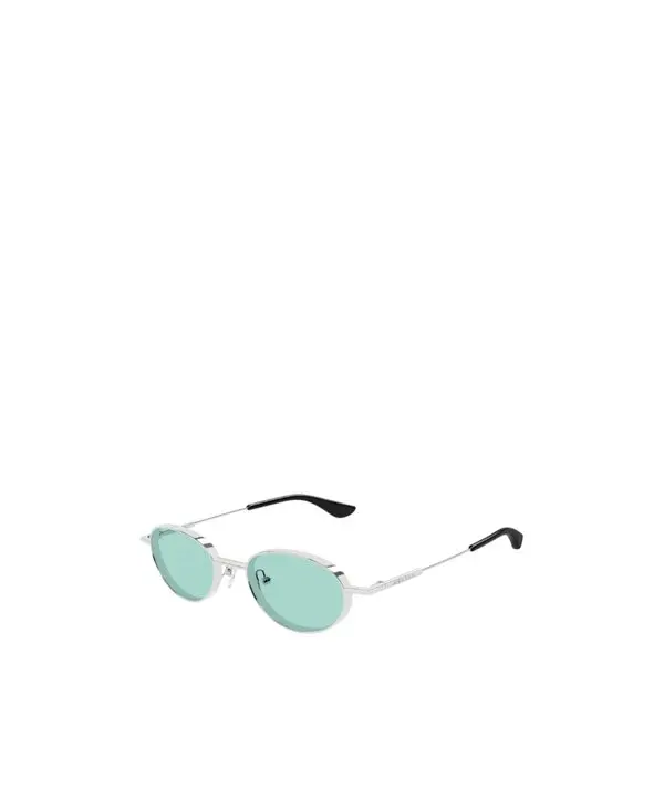 Alexander McQueen Oval Frame Sunglasses - Silver