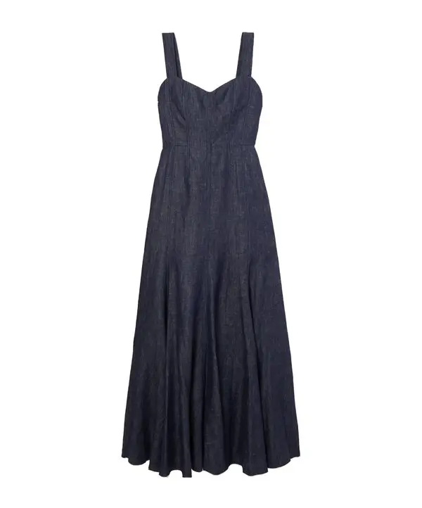 Gabriela Hearst Sweetheart Neckline Denim Maxi Dress - Black