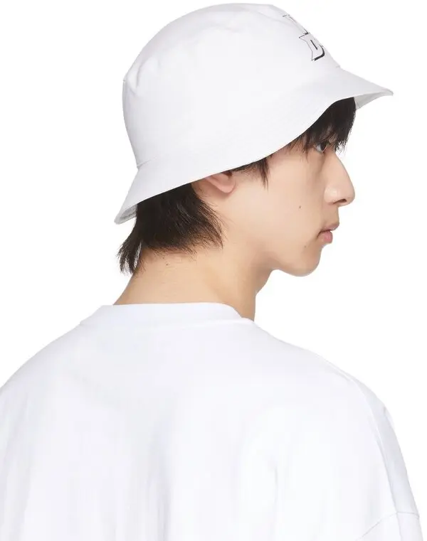 We11Done Logo Printed Bucket Hat - White