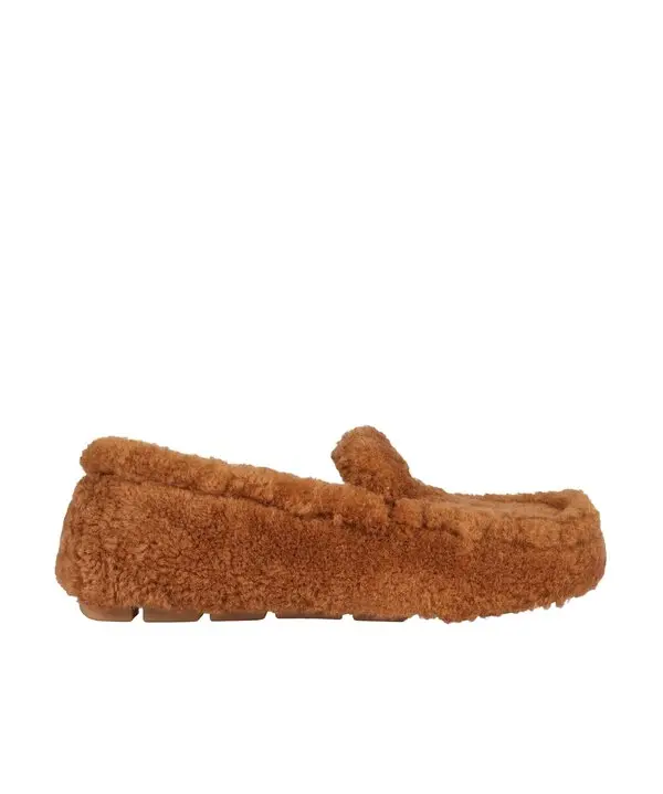 Prada Logo Plaque Round Toe Loafers