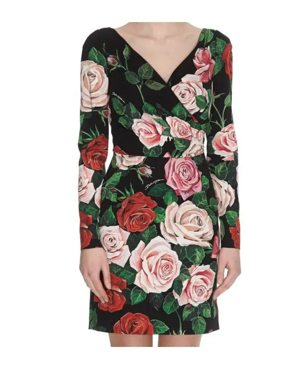 Dolce & Gabbana Floral Print Long-sleeved Dress