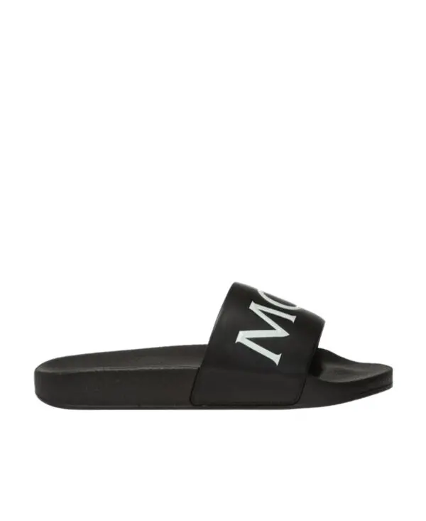 Moncler Logo Embossed Slides - Black