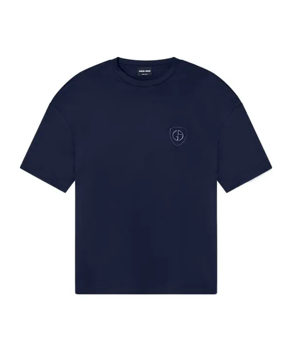 Giorgio Armani Logo Embroidered Crewneck T-shirt - Navy Blue