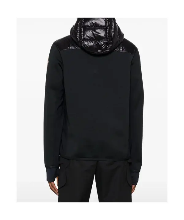 Moncler Panelled Zip-up Down Jacket With Hood - Black