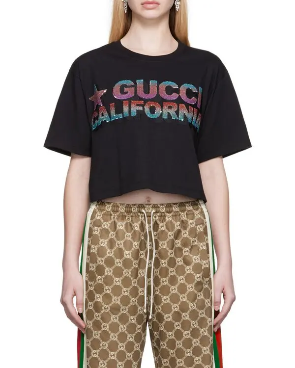 Gucci Sequin Embellished Cropped T-shirt