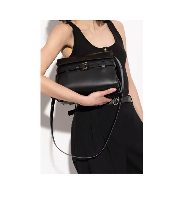 Moschino Tie Me Foldover Top Crossbody Bag - Black