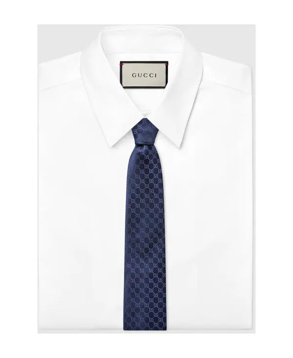 Gucci Gg Pattern Neck Tie - Blue