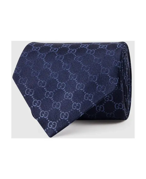 Gucci Gg Pattern Neck Tie - Blue