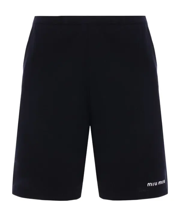 Miu Miu Logo Embroidered Relaxed Fit Shorts