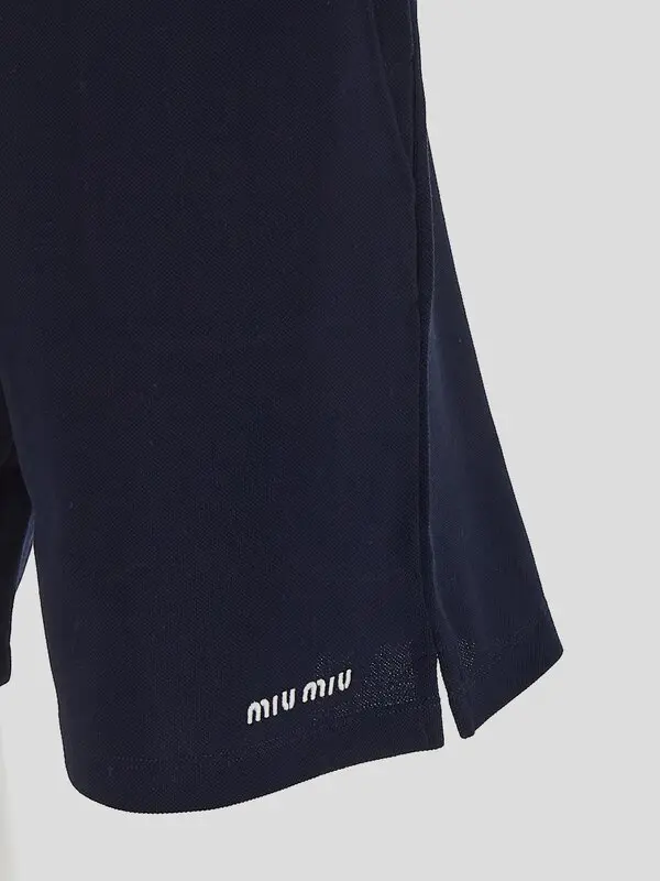 Miu Miu Logo Embroidered Relaxed Fit Shorts