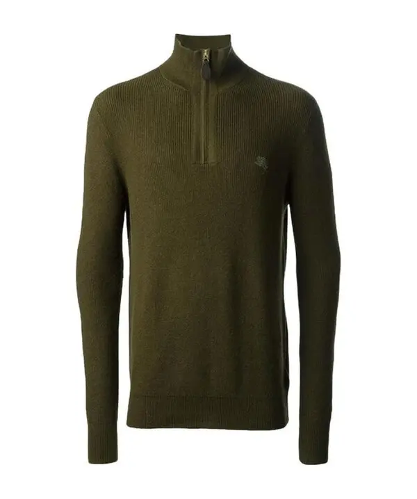 Burberry Vertical Collar Zip Sweater - Green