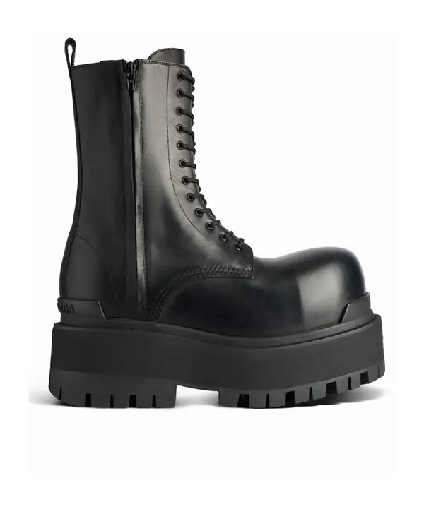 Balenciaga Giant Lace-up Boots With Bb Logo Sole - Black