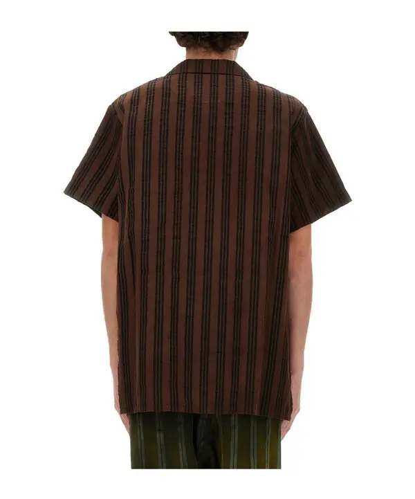 UMA WANG Short-sleeved Striped Shirt - Black