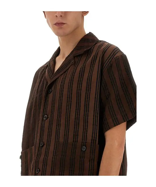 UMA WANG Short-sleeved Striped Shirt - Black
