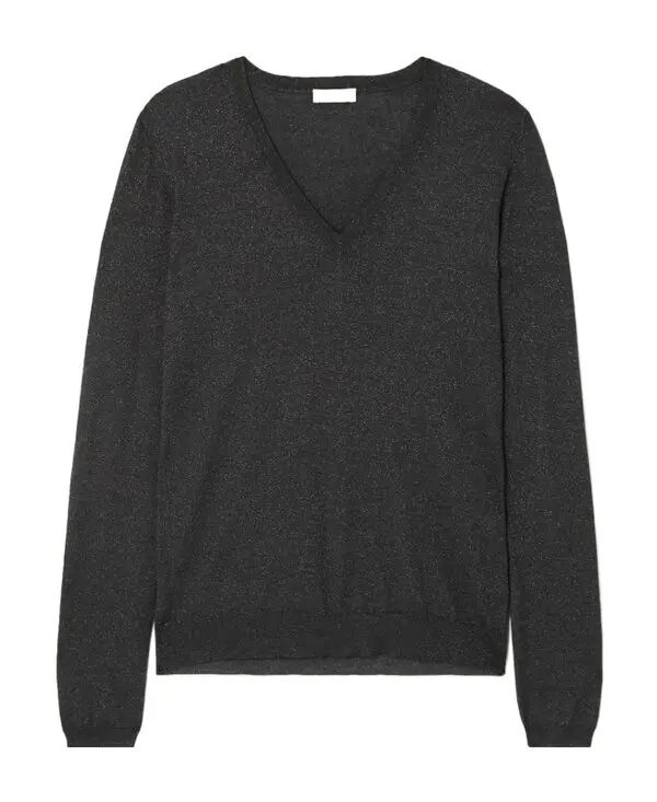 Brunello Cucinelli Sparkling V-neck Jumper - Black