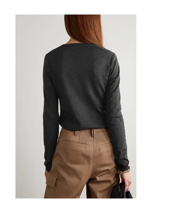 Brunello Cucinelli Sparkling V-neck Jumper - Black