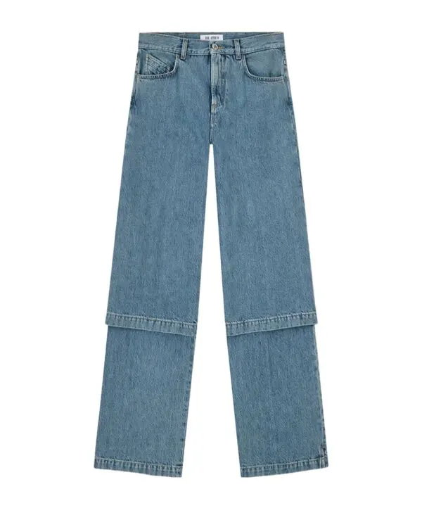 Attico The Logo-patch Straight-leg Jeans - Sky-blue