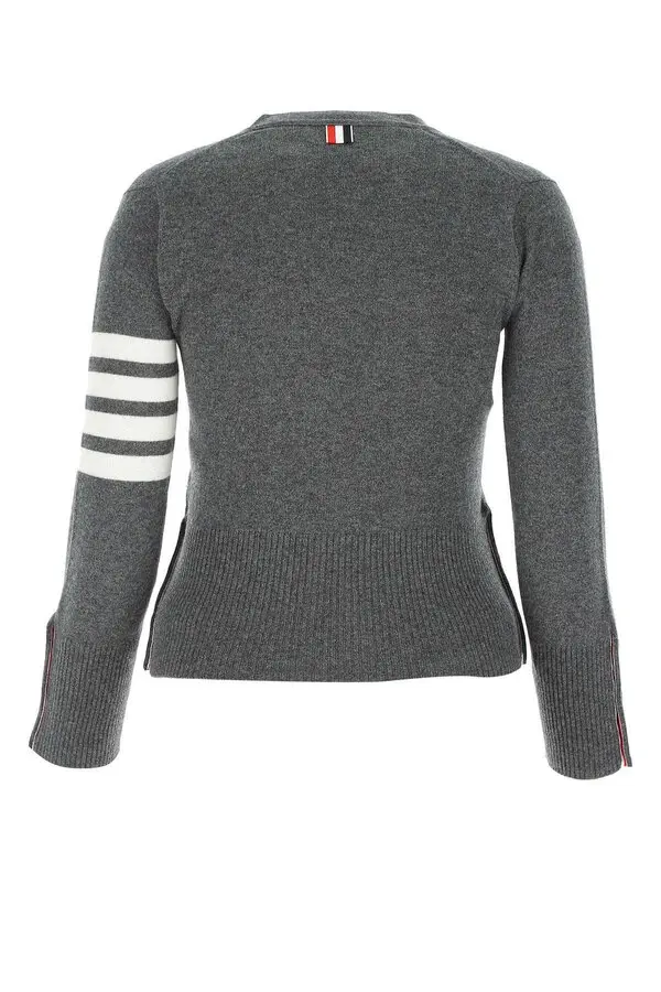 Thom Browne 4-bar V-neck Cardigan - Medium Grey