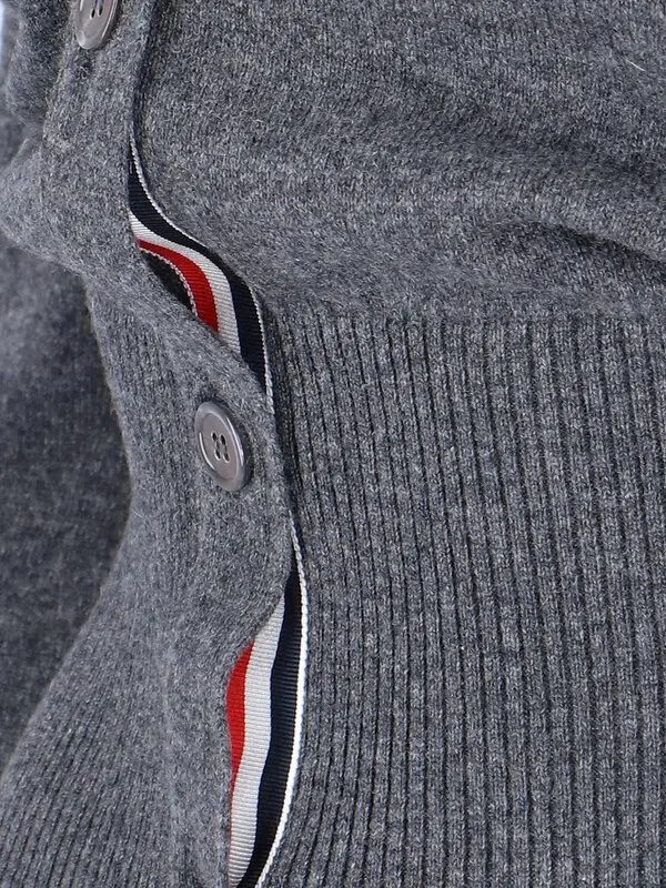 Thom Browne 4-bar V-neck Cardigan - Medium Grey