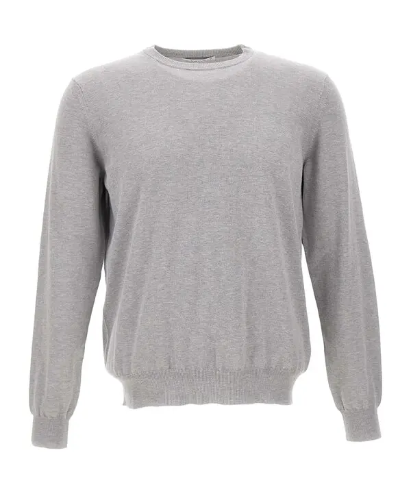KANGRA Crew Neck Sweater With Elbow Patches - Grey