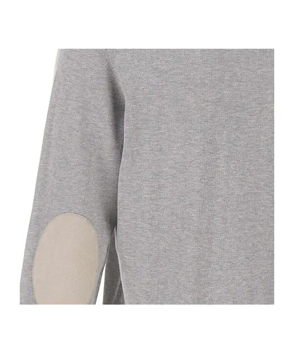 KANGRA Crew Neck Sweater With Elbow Patches - Grey