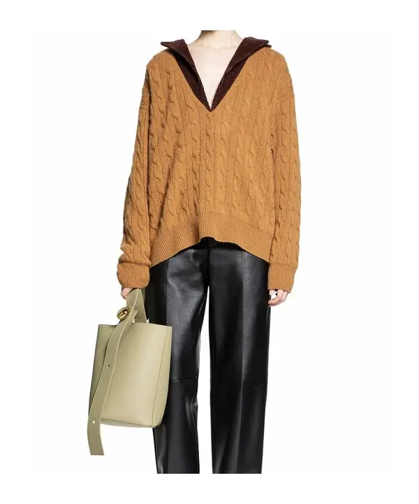 Loewe V-neck Cashmere Sweater With Ribbed Accents