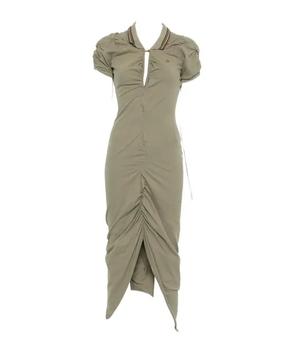 VIVIENNE WESTWOOD Pulled Dress With Gathered Detail And Polo Collar - Green