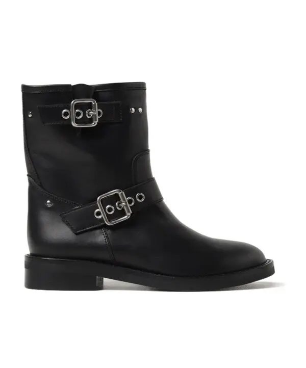 VIA ROMA 15 Leather Ankle Boots With Side Buckle
