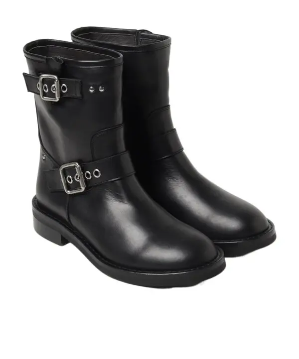 VIA ROMA 15 Leather Ankle Boots With Side Buckle