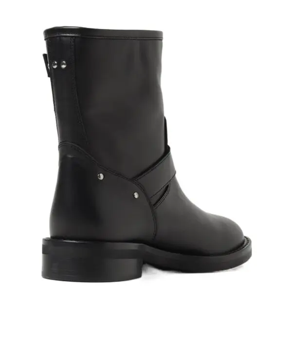 VIA ROMA 15 Leather Ankle Boots With Side Buckle