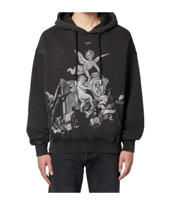 Off-White Vintage Print Drawstring Hoodie