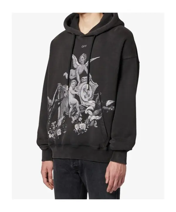 Off-White Vintage Print Drawstring Hoodie