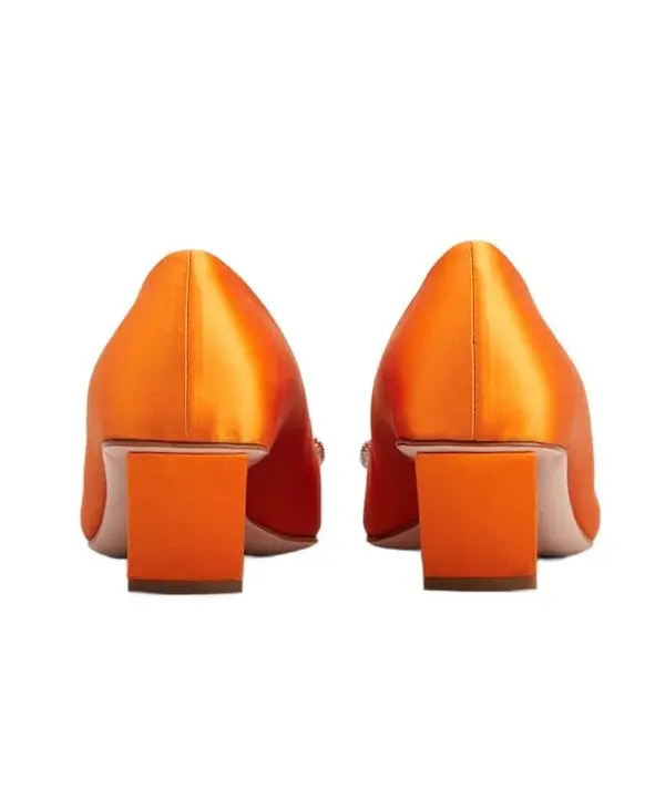 ROGER VIVIER Belle Vivier Pilgrim Buckle Embellished Pumps - Orange