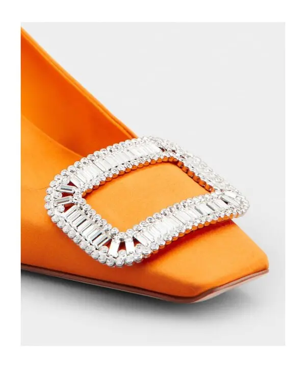 ROGER VIVIER Belle Vivier Pilgrim Buckle Embellished Pumps - Orange