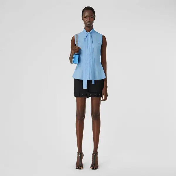 Burberry Logo Jacquard Satin Sleeveless Shirt