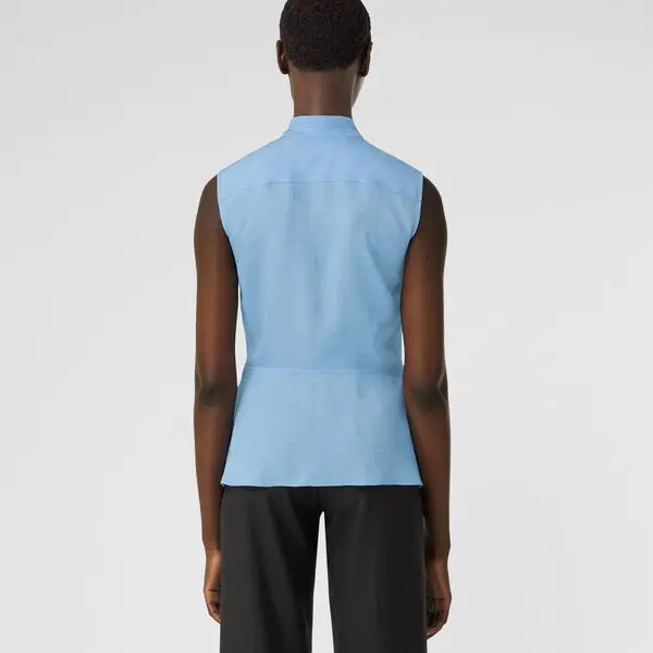 Burberry Logo Jacquard Satin Sleeveless Shirt