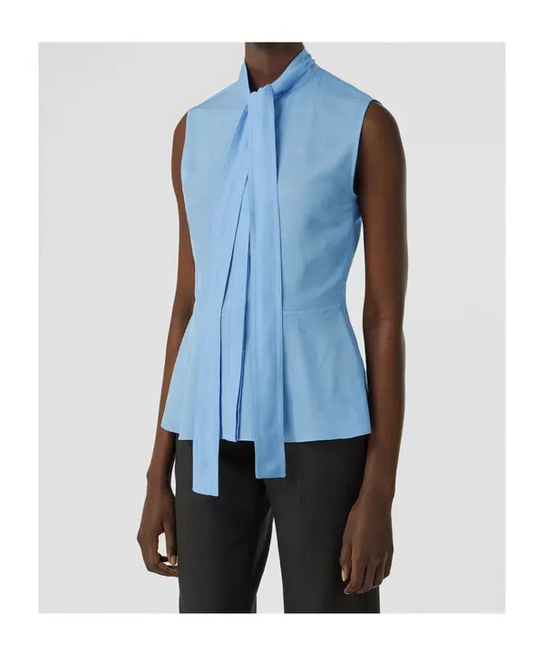 Burberry Logo Jacquard Satin Sleeveless Shirt