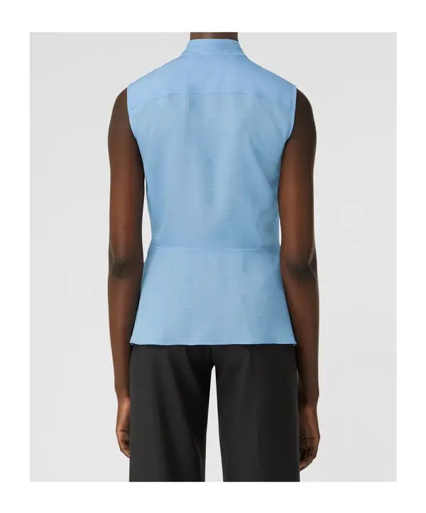 Burberry Logo Jacquard Satin Sleeveless Shirt