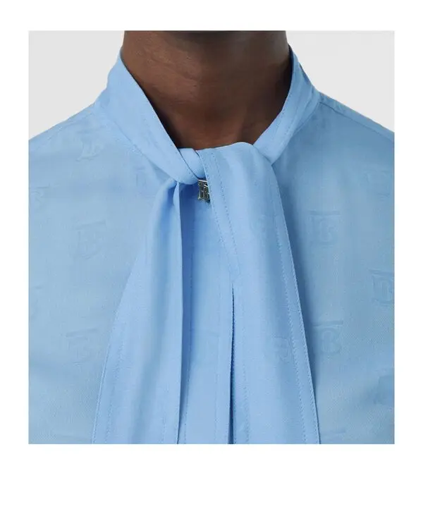 Burberry Logo Jacquard Satin Sleeveless Shirt
