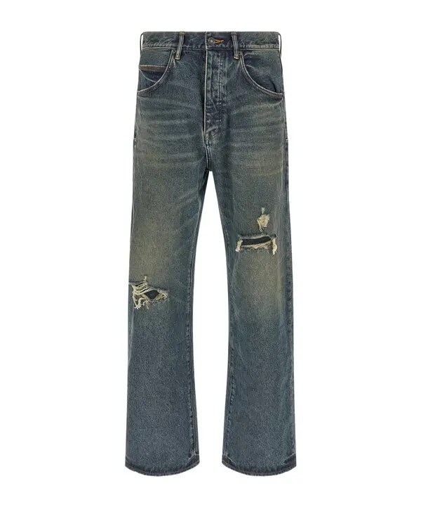 PURPLE BRAND Distressed Wide-leg Jeans - Black